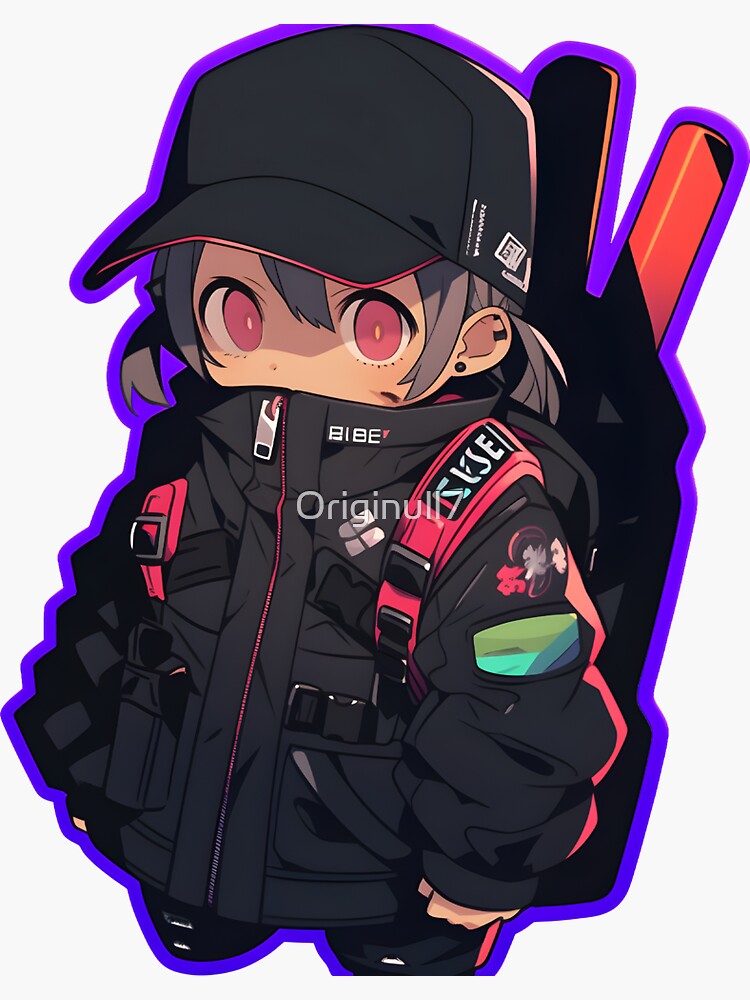 "Chibi Anime Boy in Hype Beast Camping Outfit Sticker" Sticker for Sale ...