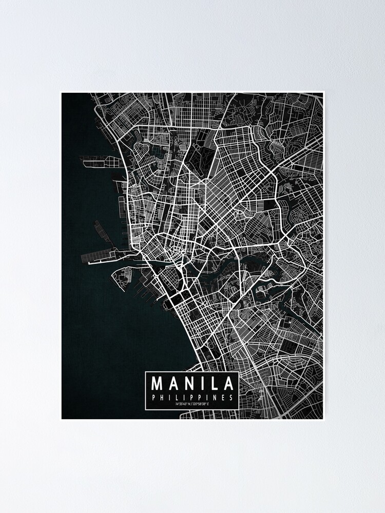 "Manila City Map of the Philippines - Dark" Poster for Sale by deMAP ...