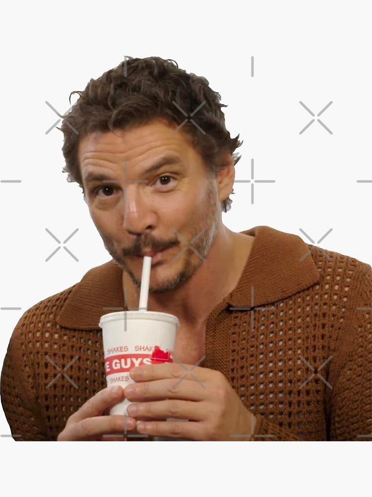 "Pedro Pascal sippy meme sticker" Sticker by TinyTheGremlin | Redbubble