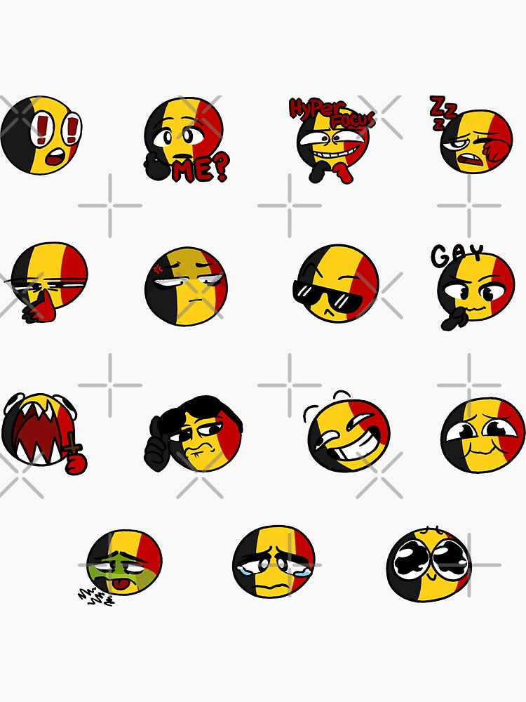 "countryballs face pack belgium" Sticker for Sale by WilliamWoods35 ...