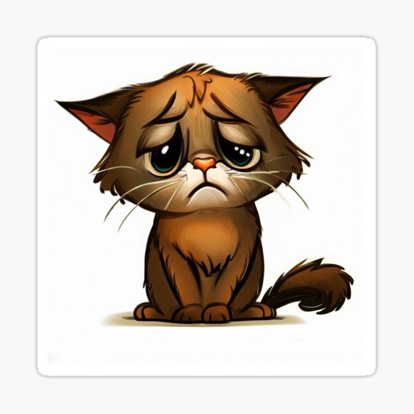 "Sad Cat" Sticker for Sale by Donkeh23 | Redbubble