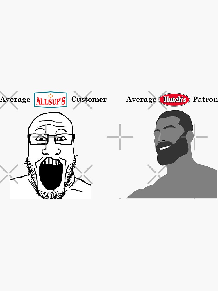 "allsups soyjak vs hutchs chad" Sticker for Sale by Frogbee22 | Redbubble