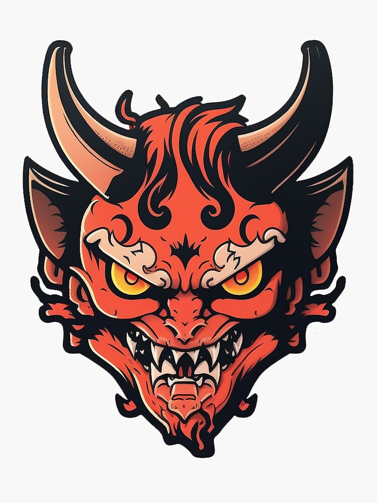 "Oni Cat (Red)" Sticker for Sale by gnarlax | Redbubble