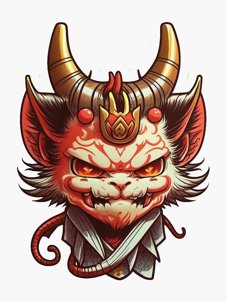"Oni Cat (Orange/White)" Sticker for Sale by gnarlax | Redbubble