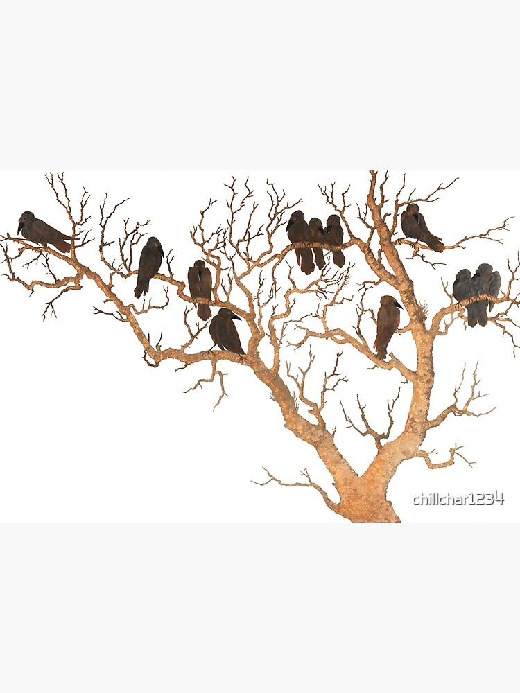 "Black Crow Birds on Brown Branches Clusters Jean Dunand Art Deco ...