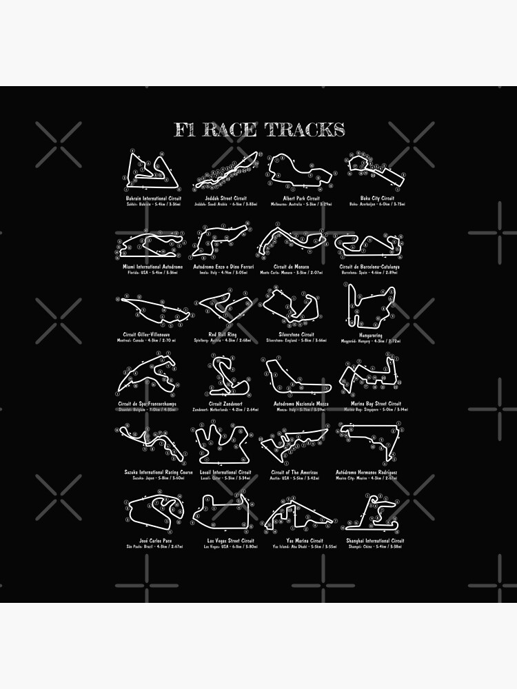 "F-1 Race Tracks Vertical (White Stencil - No Background)" Coasters ...