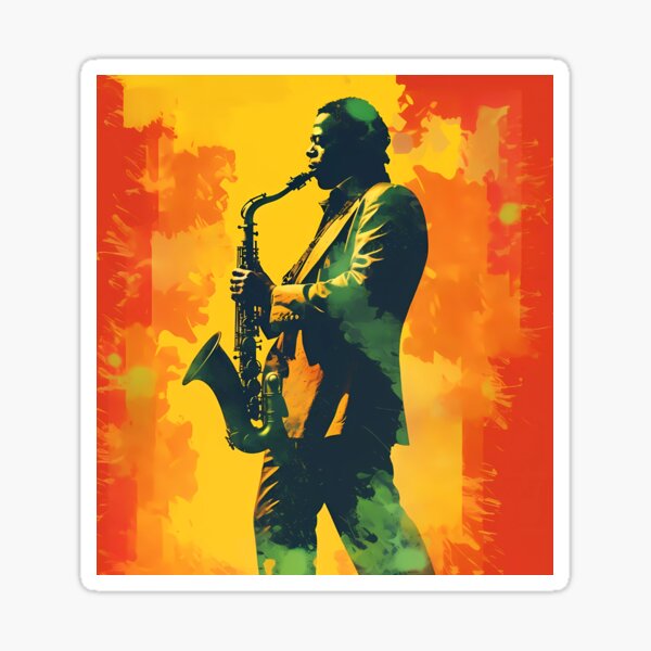 "The Stained Melodies of a Sax Player" Sticker for Sale by landletsy ...