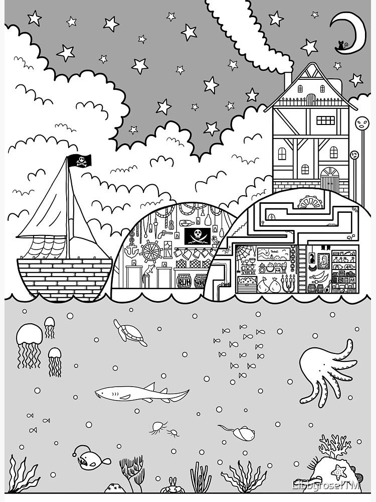 "A pirate's basement- detailed doodle" Art Print for Sale by ...