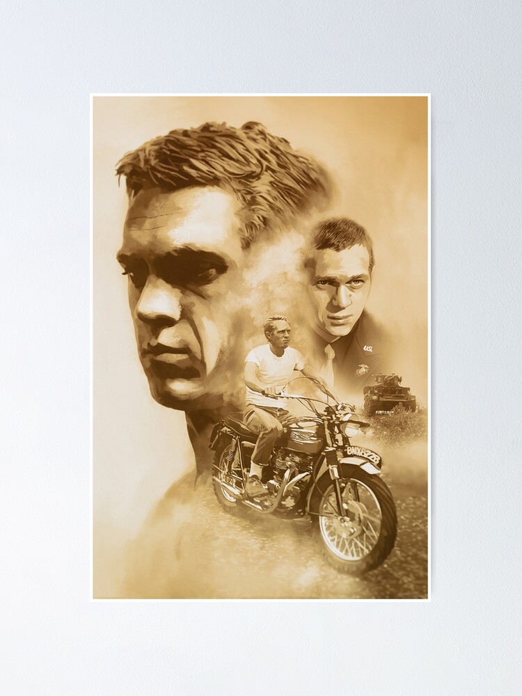 Steve Mcqueen Motorfiets Poster