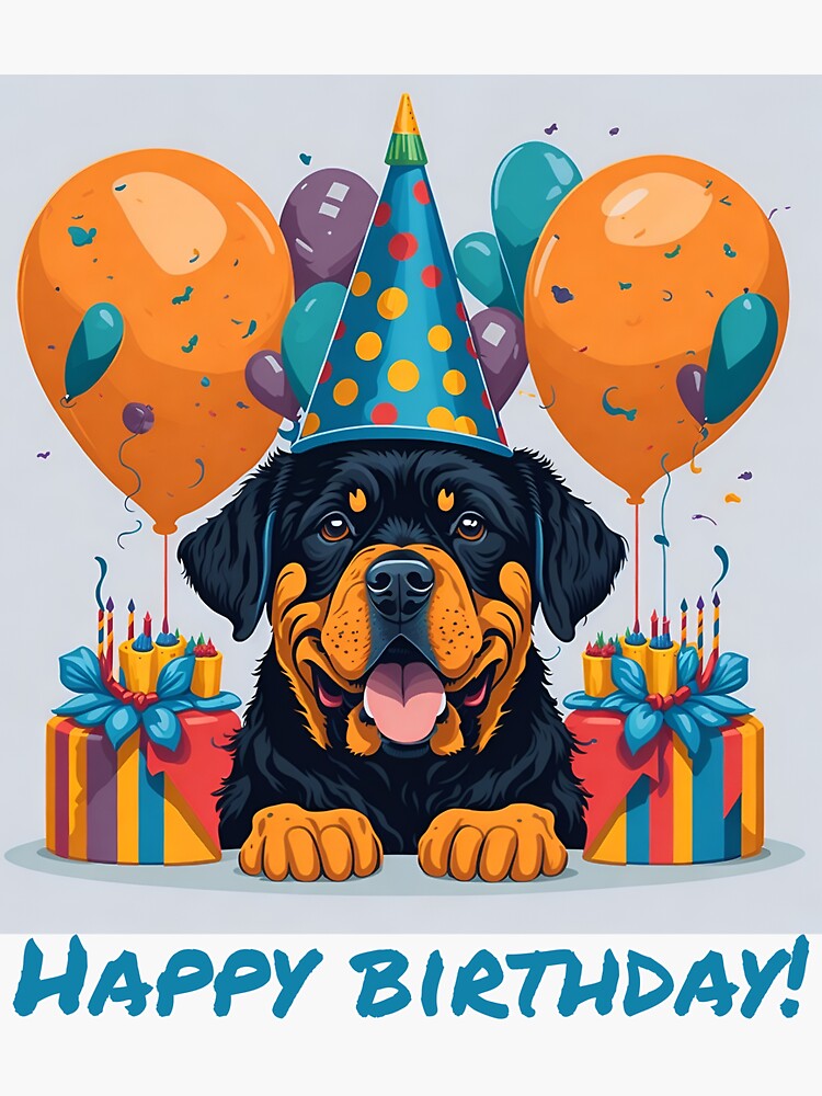 "happy birthday rottweiler" Sticker by ARTSY900 | Redbubble