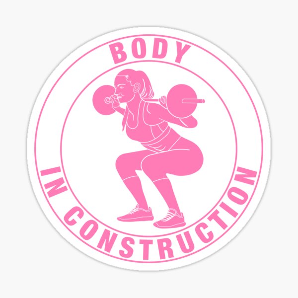 "Fitness Female Athlete, Squats, Gym, Workout, Pink, English," Sticker ...