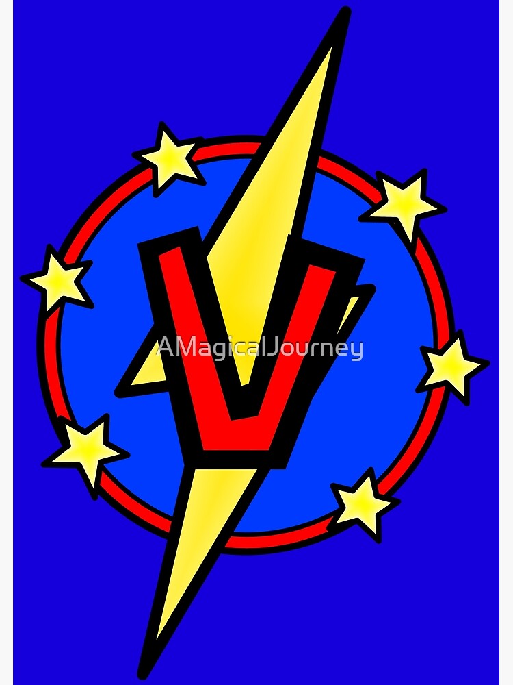 "Cute Little SuperHero Geek - Super Letter V" Art Print by ...