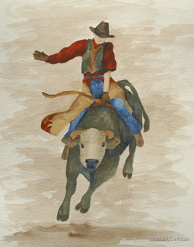 "Bull Rider Watercolor Painting" by BrittanyBellows | Redbubble