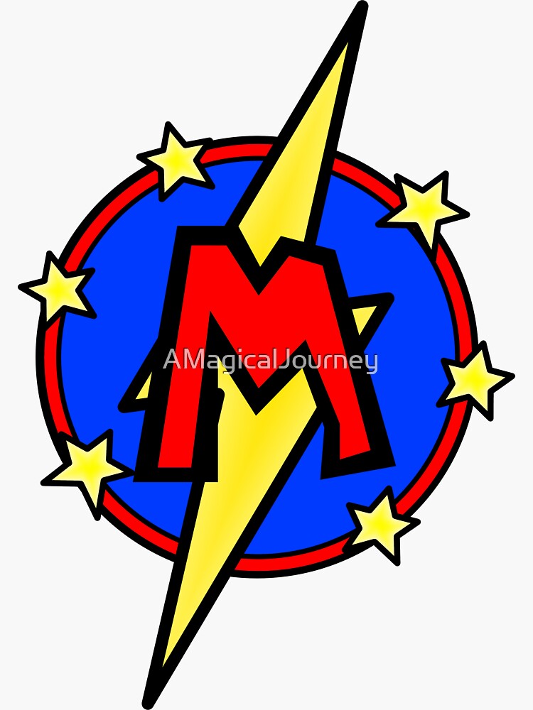 "Cute Little SuperHero Geek - Super Letter M" Sticker for Sale by ...