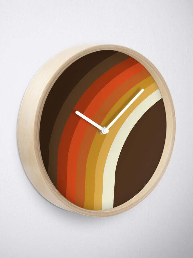 "Rad - 70s style throwback rainbow art 1970s minimalist art " Clock for ...