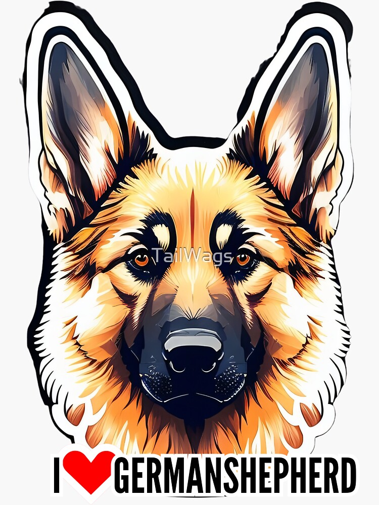 "German Shepherd Love Happy Face Dog Smile" Sticker for Sale by ...