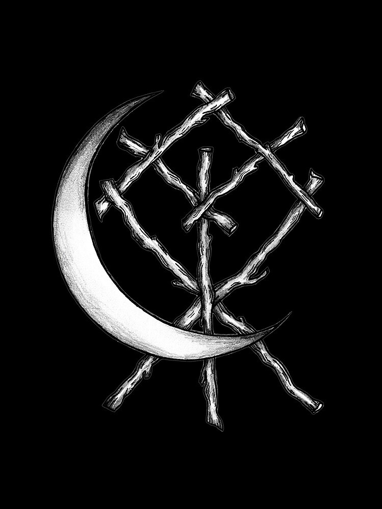 "Crescent Moon Rune Binding in Black" Drawstring Bag for Sale by ...