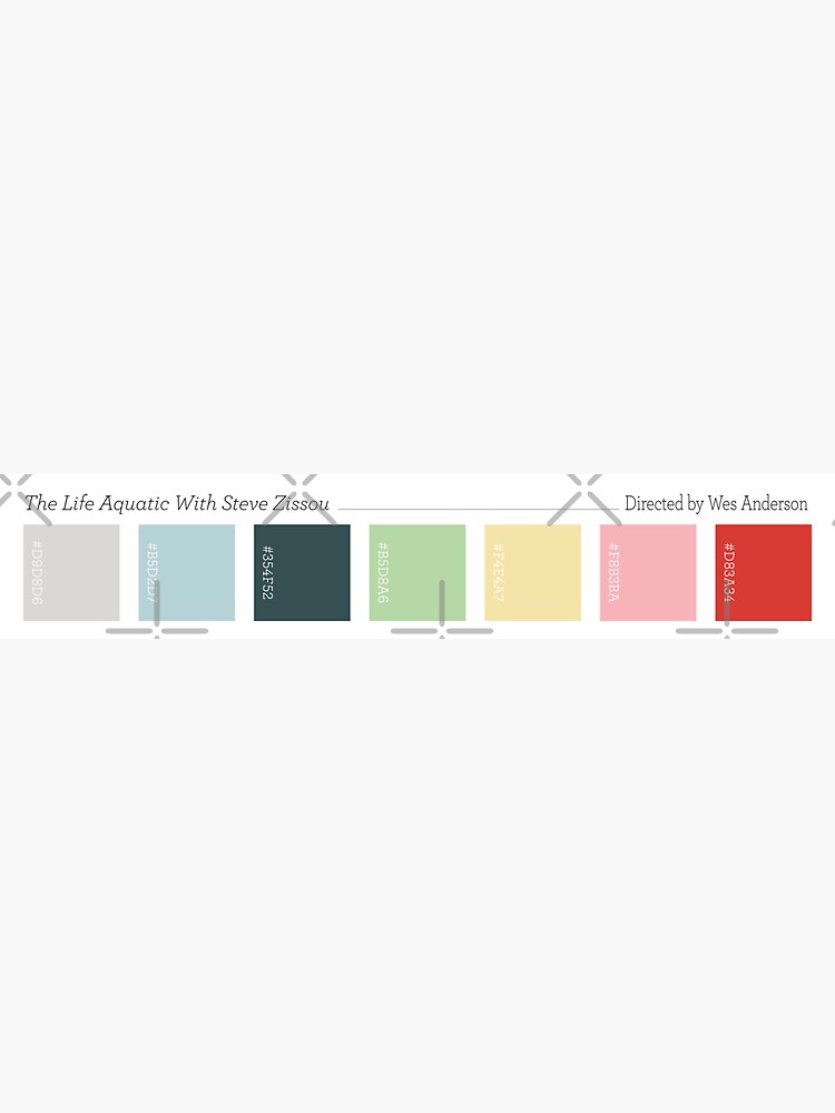 "Wes Anderson's The Life Aquatic Color Palette Graphic" Sticker for ...