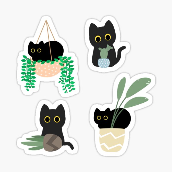 "Cat and Plant Collection" Sticker for Sale by NemoSushiCats | Redbubble