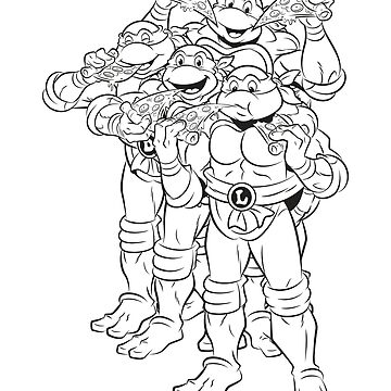 "Teenage Mutant Ninja Turtles Line Art Ninjas" Essential T-Shirt for ...