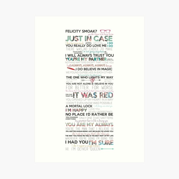 "Olicity Quotes S1-S6" Art Print for Sale by GirlWednesday32 | Redbubble