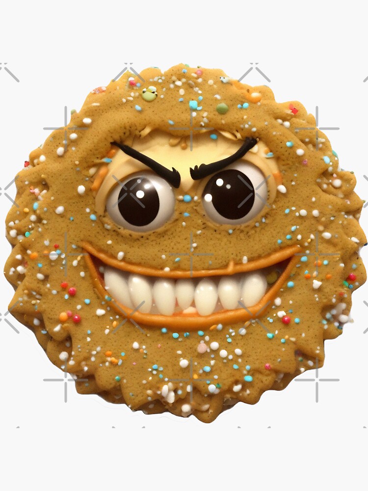 "Gregor, the sneaky evil monster biscuit" Sticker by SheepAttack ...