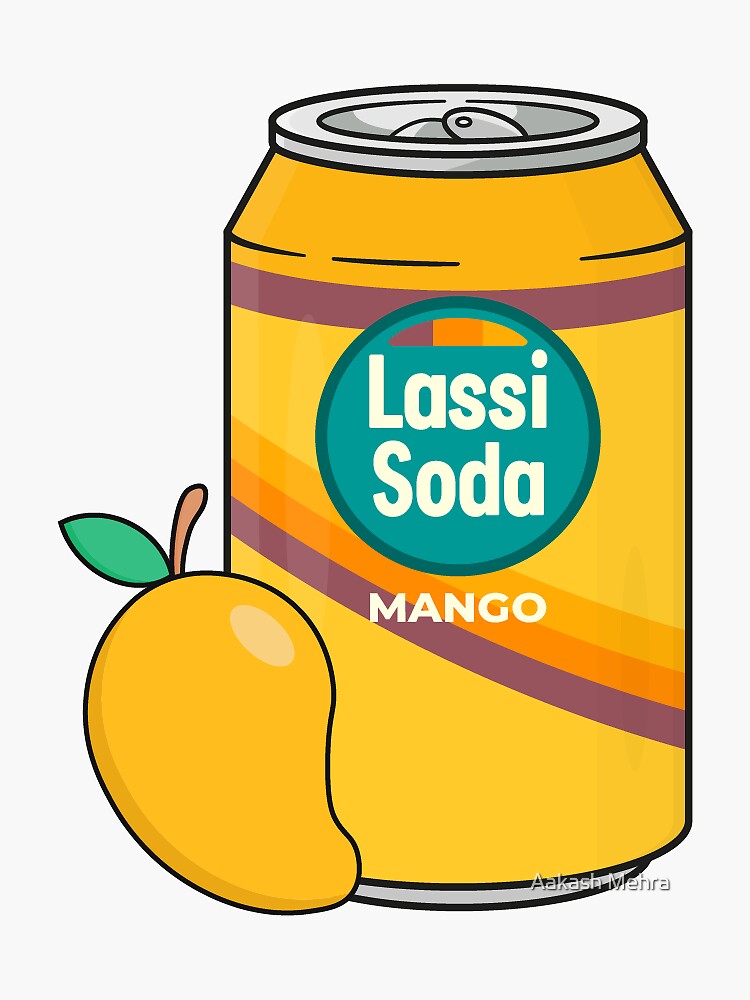 "Mango Lassi Soda Can" Sticker for Sale by Aakash Mehra | Redbubble