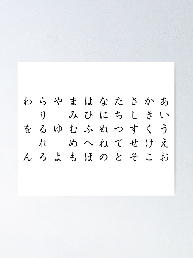 "Japanese Hiragana All 46 Simple Designed Characters" Poster for Sale ...