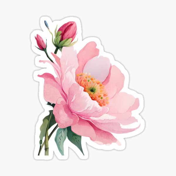 "Flower pink peony" Sticker for Sale by MyFlowers | Redbubble