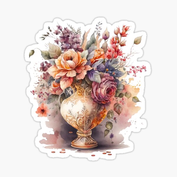 "Luxury Flower Vase" Sticker for Sale by DreamiDreams | Redbubble