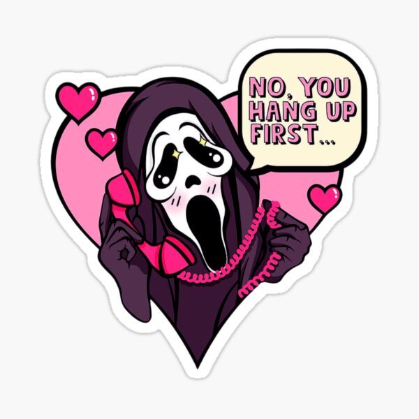 "Pink Ghost Face No You Hang Up First " Sticker for Sale by vijay kumar ...