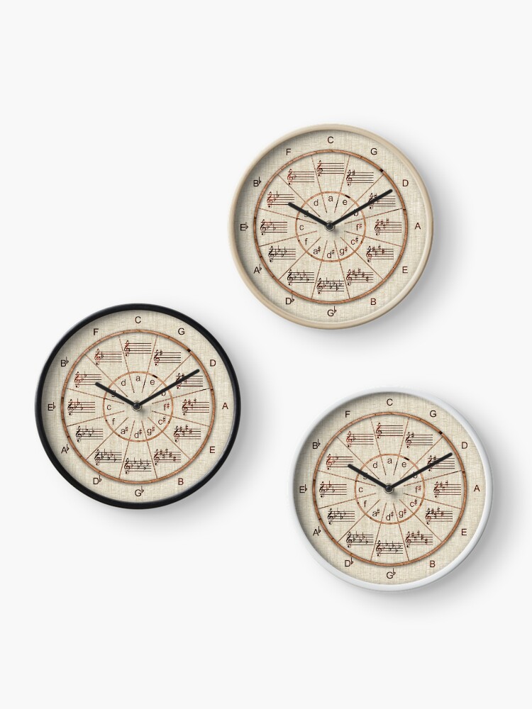 "Music's Circle of 5ths Wood Wheel" Clock for Sale by Colorwash | Redbubble