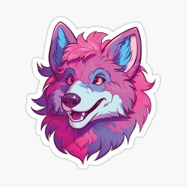 "Purple Furry Wolf" Sticker for Sale by FurryKingdom | Redbubble