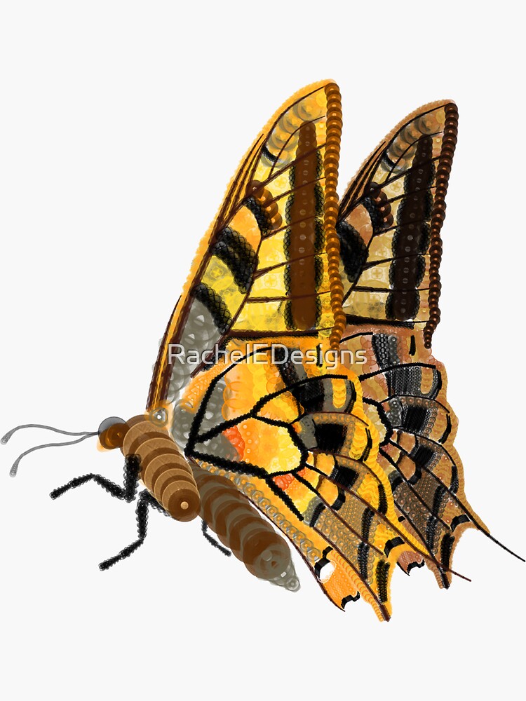 "Spirograph Collage yellow and brown butterfly" Sticker for Sale by ...