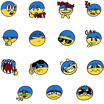 "countryballs face pack ukraine " Sticker for Sale by WilliamWoods35 ...
