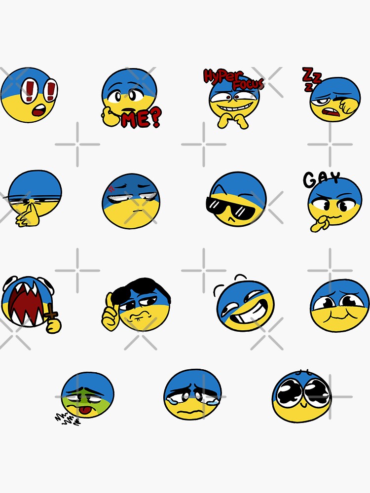 "countryballs face pack ukraine " Sticker for Sale by WilliamWoods35 ...