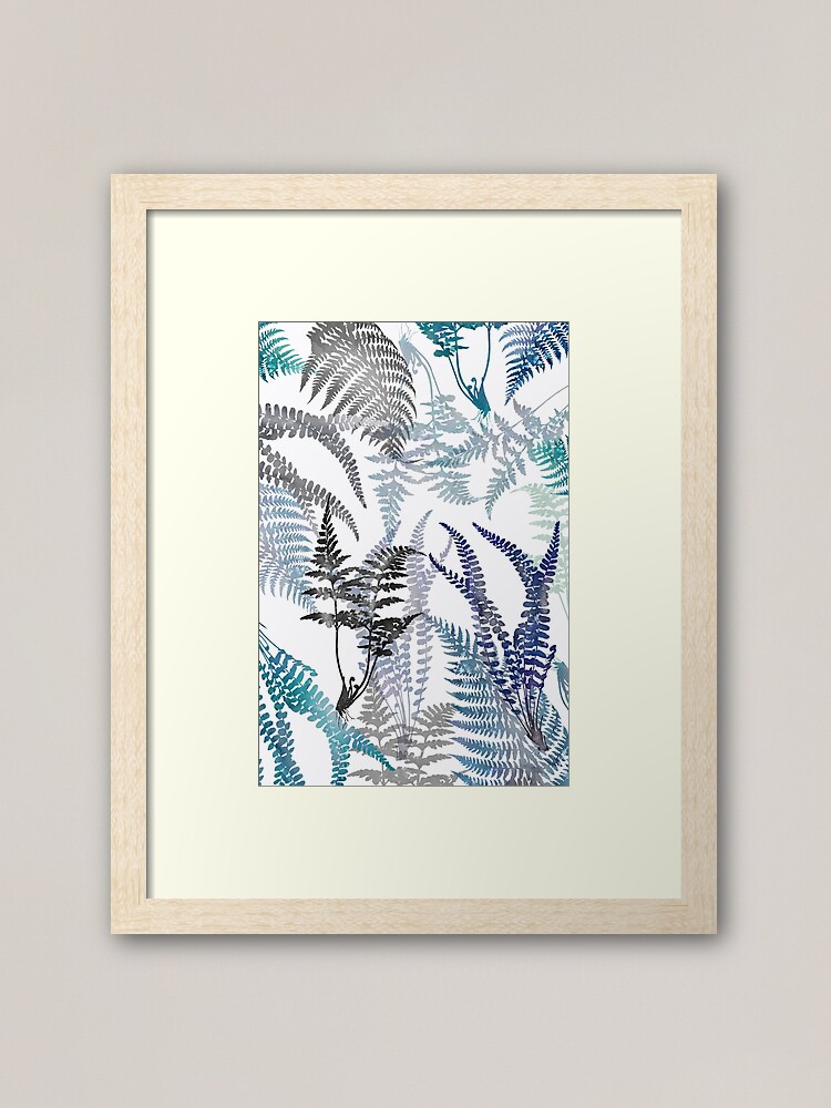 "Blue Fern Pattern. Elegant Botanical Abstract" Framed Art Print for ...