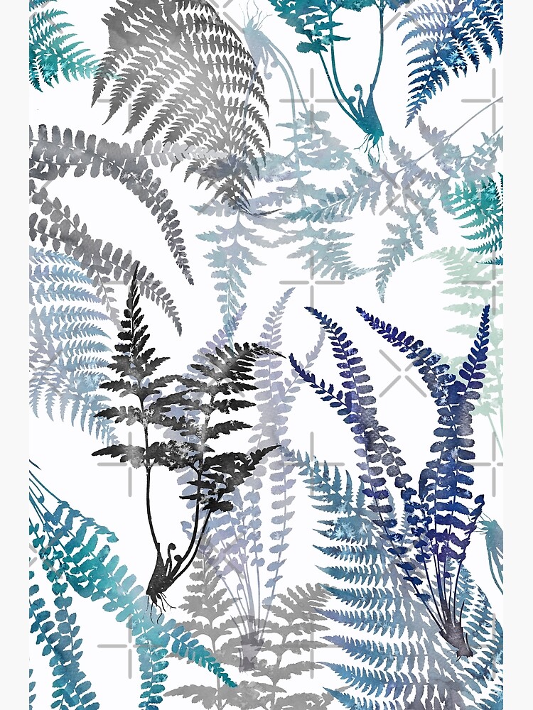"Blue Fern Pattern. Elegant Botanical Abstract" Framed Art Print for ...