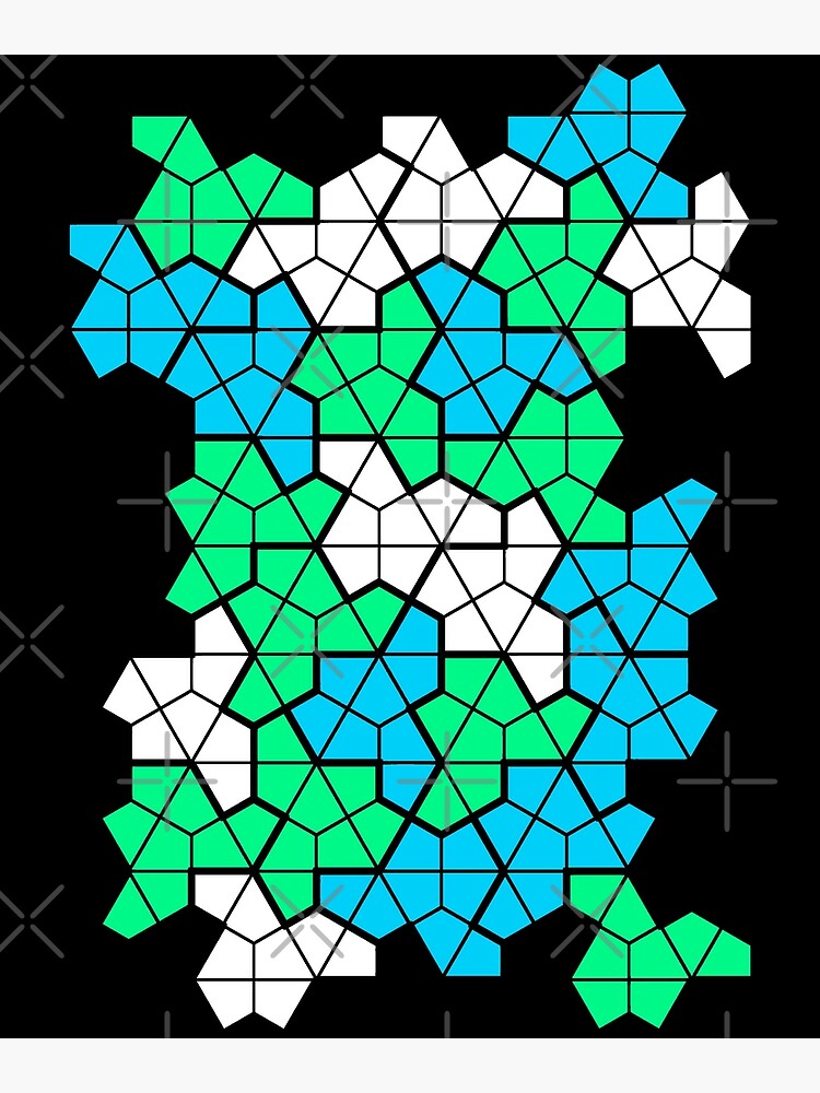 Einstein Aperiodic Monotile Tiling Vintage Math Design On Black ...