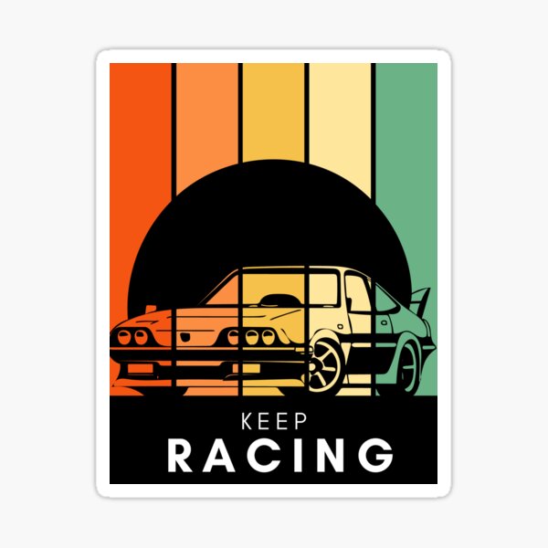 "Keep Racing" Sticker for Sale by DimpleStyles | Redbubble