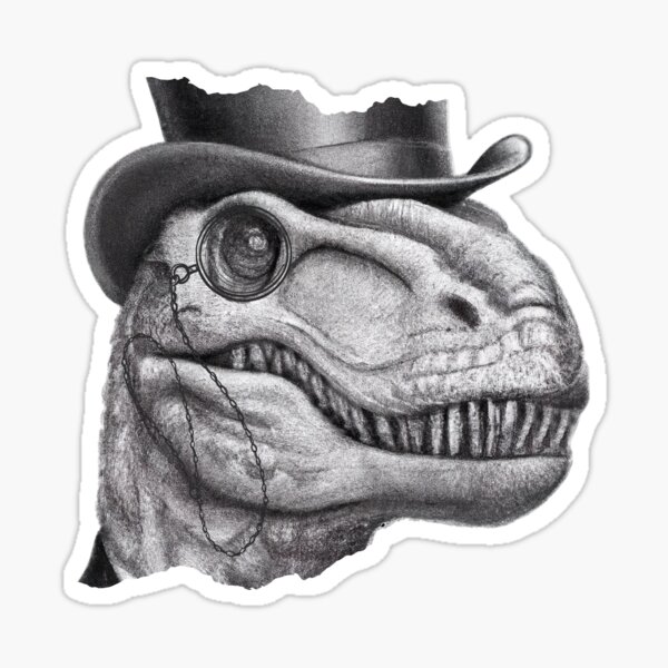 "T Rex Tophat Dinosaur Monocle" Sticker for Sale by caileag | Redbubble