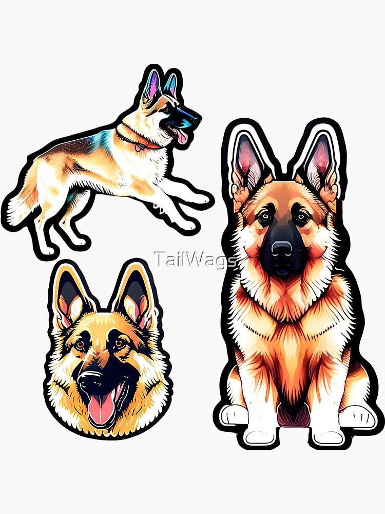 "German Shepherd Stickers Happy Face Dog Cute Smile " Sticker for Sale ...