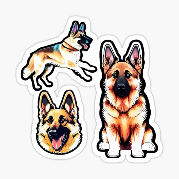 "German Shepherd Stickers Happy Face Dog Cute Smile " Sticker for Sale ...