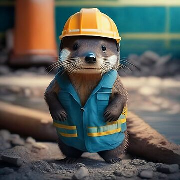 "A cute otter as a construction worker" Sticker by kp2302 | Redbubble