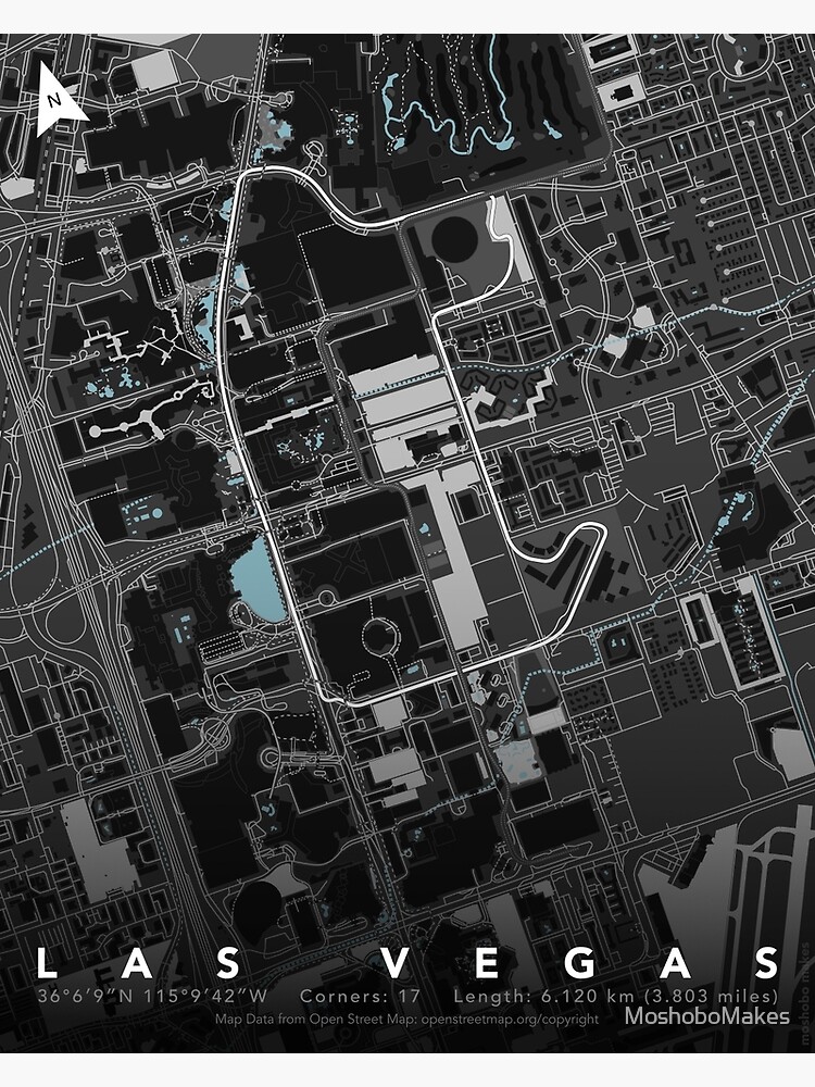 "Las Vegas F1 Grand Prix | Track Map for Poster Wall Art | Formula 1 ...