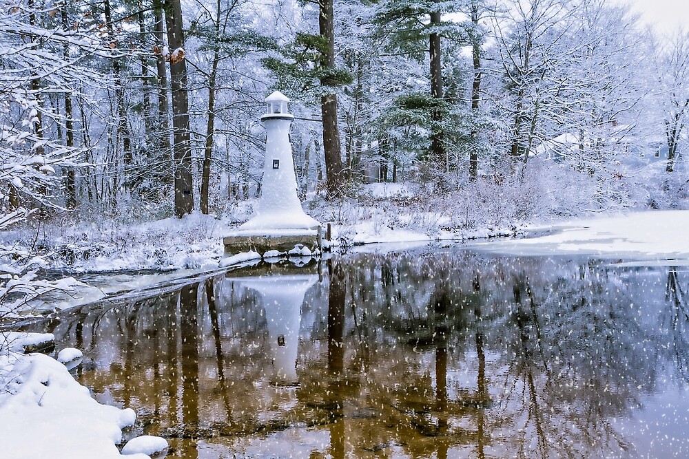 "Brookline NH lighthouse on the lake" by Larry Richardson | Redbubble