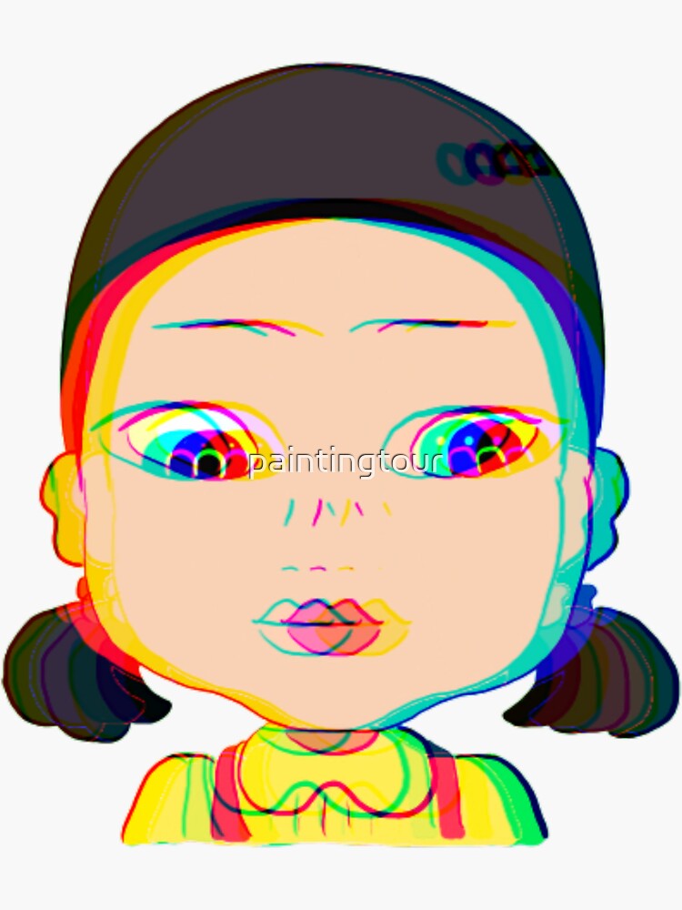"The Squid Game robot doll & big front page color version" Sticker for ...