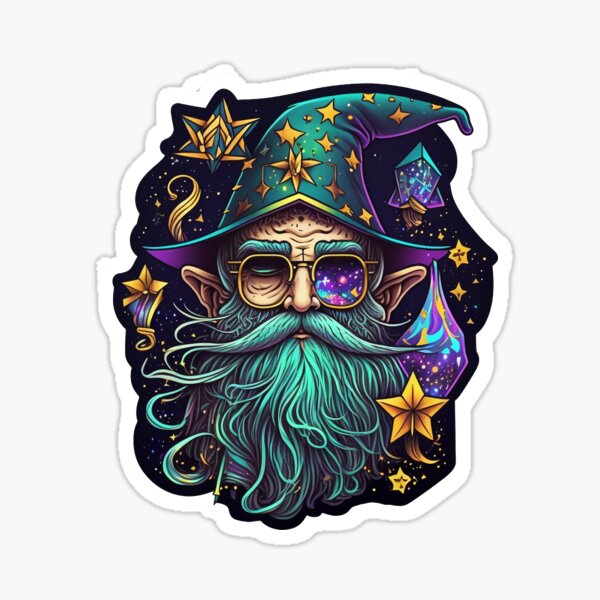"Psychedelic Wizard" Sticker for Sale by Creation-Wizard | Redbubble