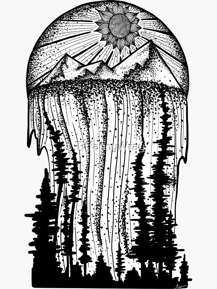 "Mountain & Waterfall Landscape " Sticker for Sale by TiffannyWray ...