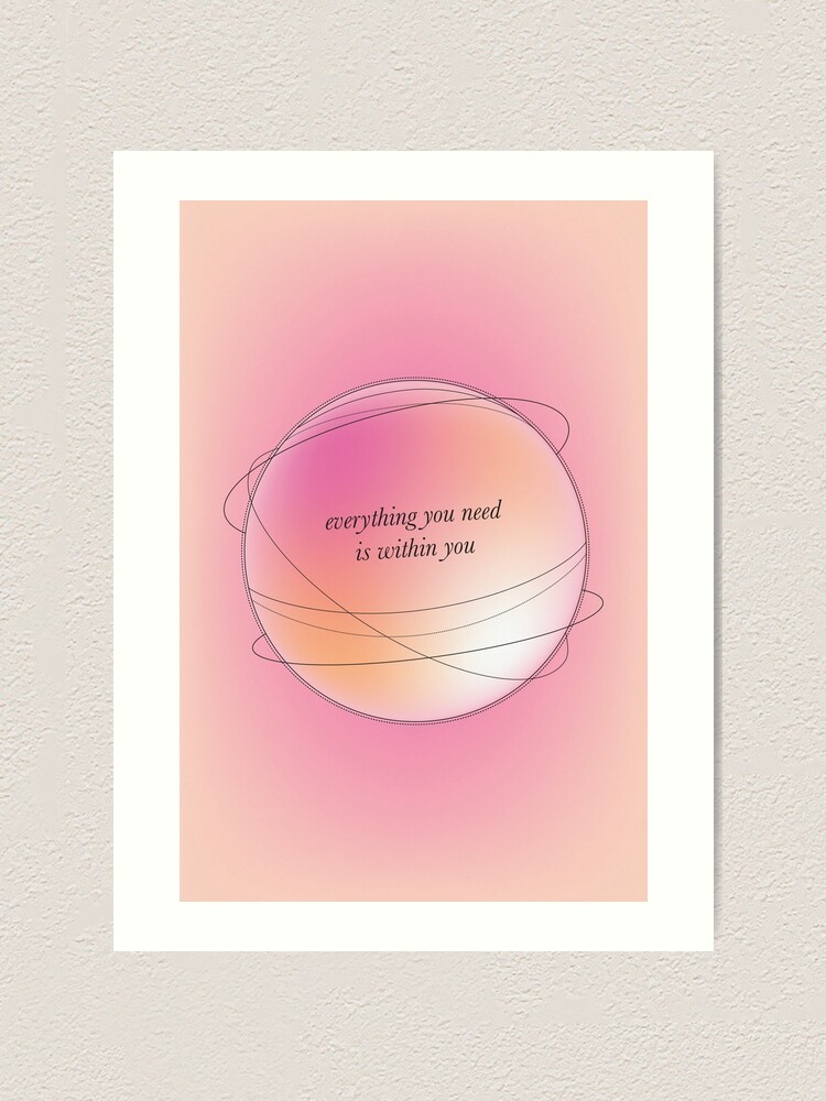 "Modern Positive Affirmation Pink and Peach Gradient Aura" Art Print ...